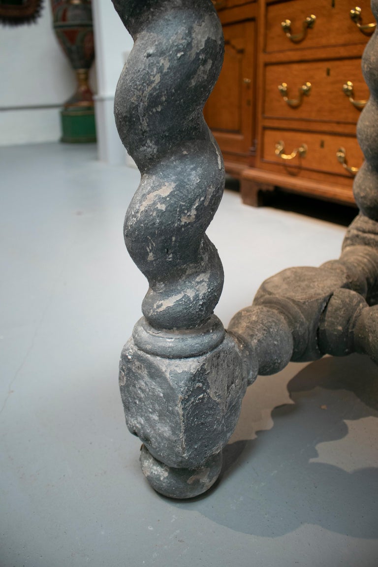 19th Century Spanish Farmhouse Painted Table w/ Scroll Feet at 1stDibs