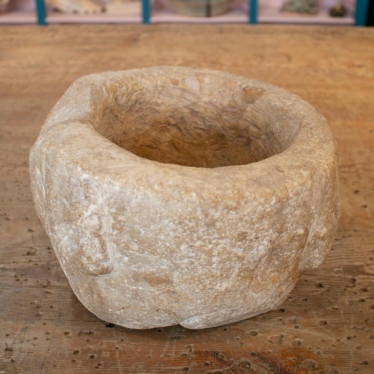 19th Century Spanish Hand Carved Kitchen Stone Mortar For Sale at 1stDibs