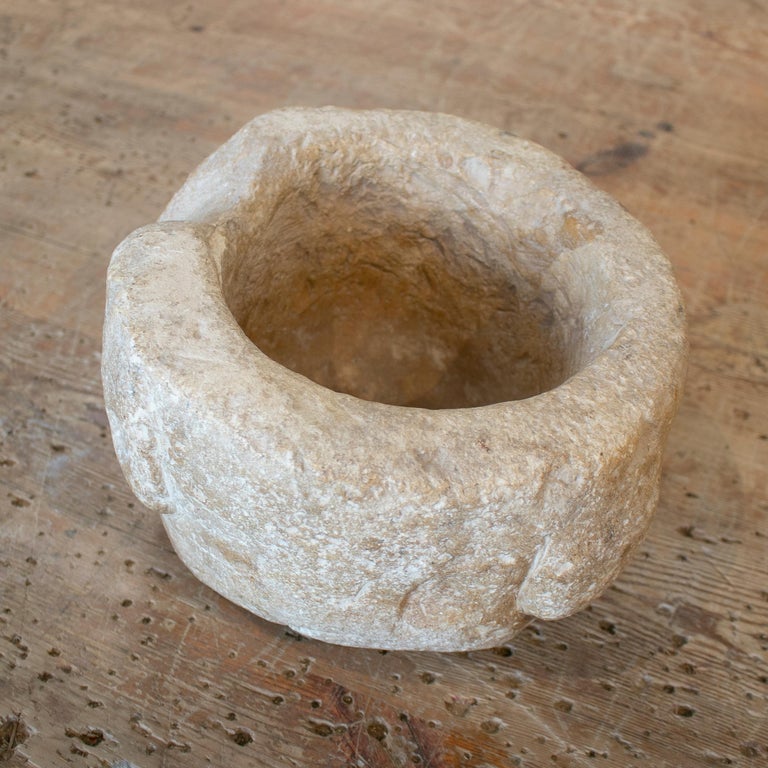 19th Century Spanish Hand Carved Kitchen Stone Mortar For Sale at 1stDibs