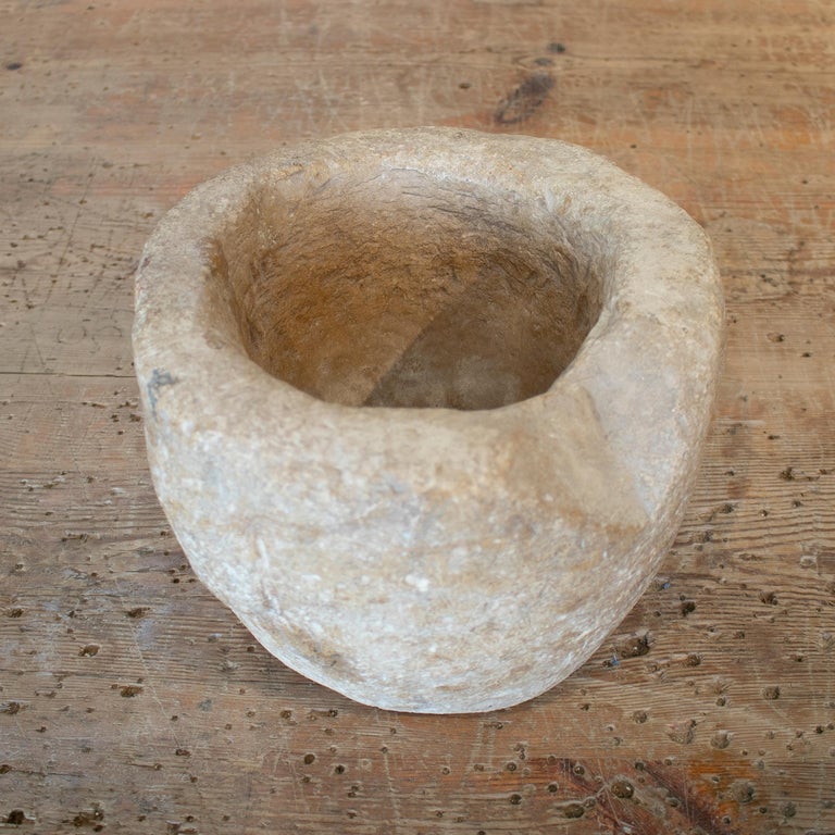 19th Century Spanish Hand Carved Kitchen Stone Mortar For Sale at 1stDibs
