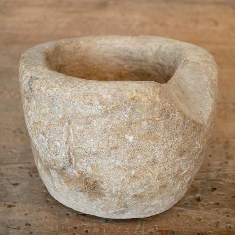 19th Century Spanish Hand Carved Kitchen Stone Mortar For Sale at 1stDibs