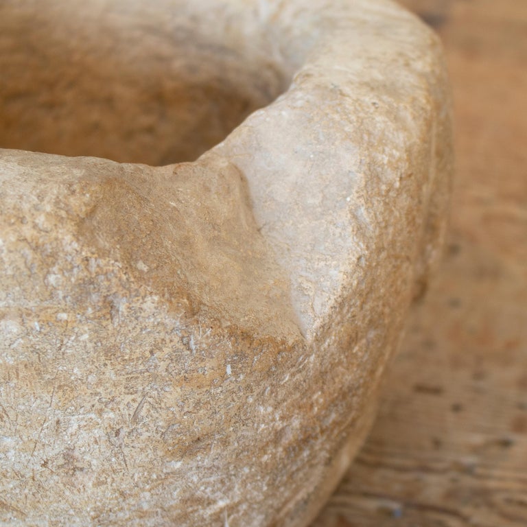 19th Century Spanish Hand Carved Kitchen Stone Mortar For Sale at 1stDibs