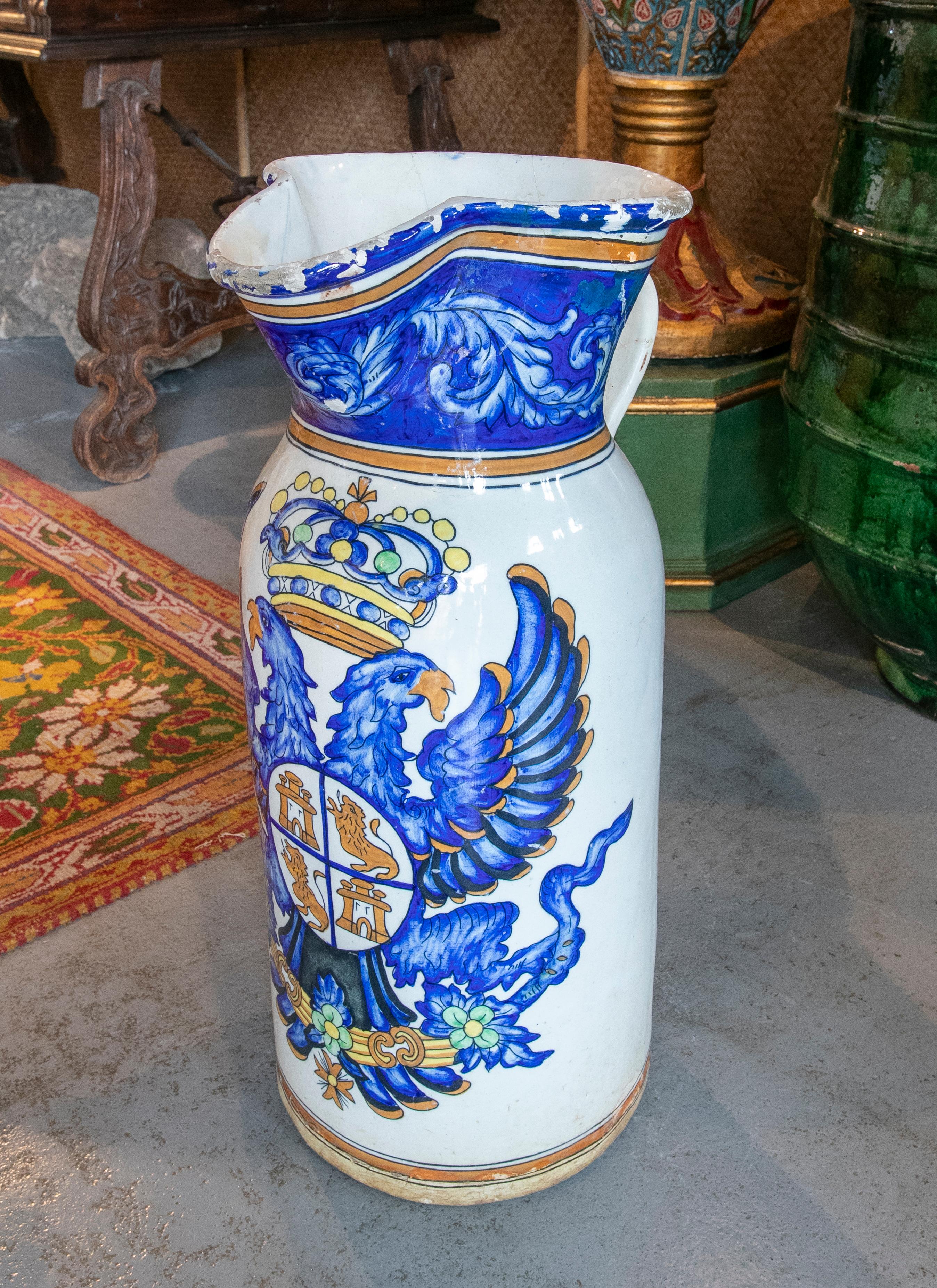 19th Century Spanish Hand Painted and Glazed Talavera Ceramic Jug at ...
