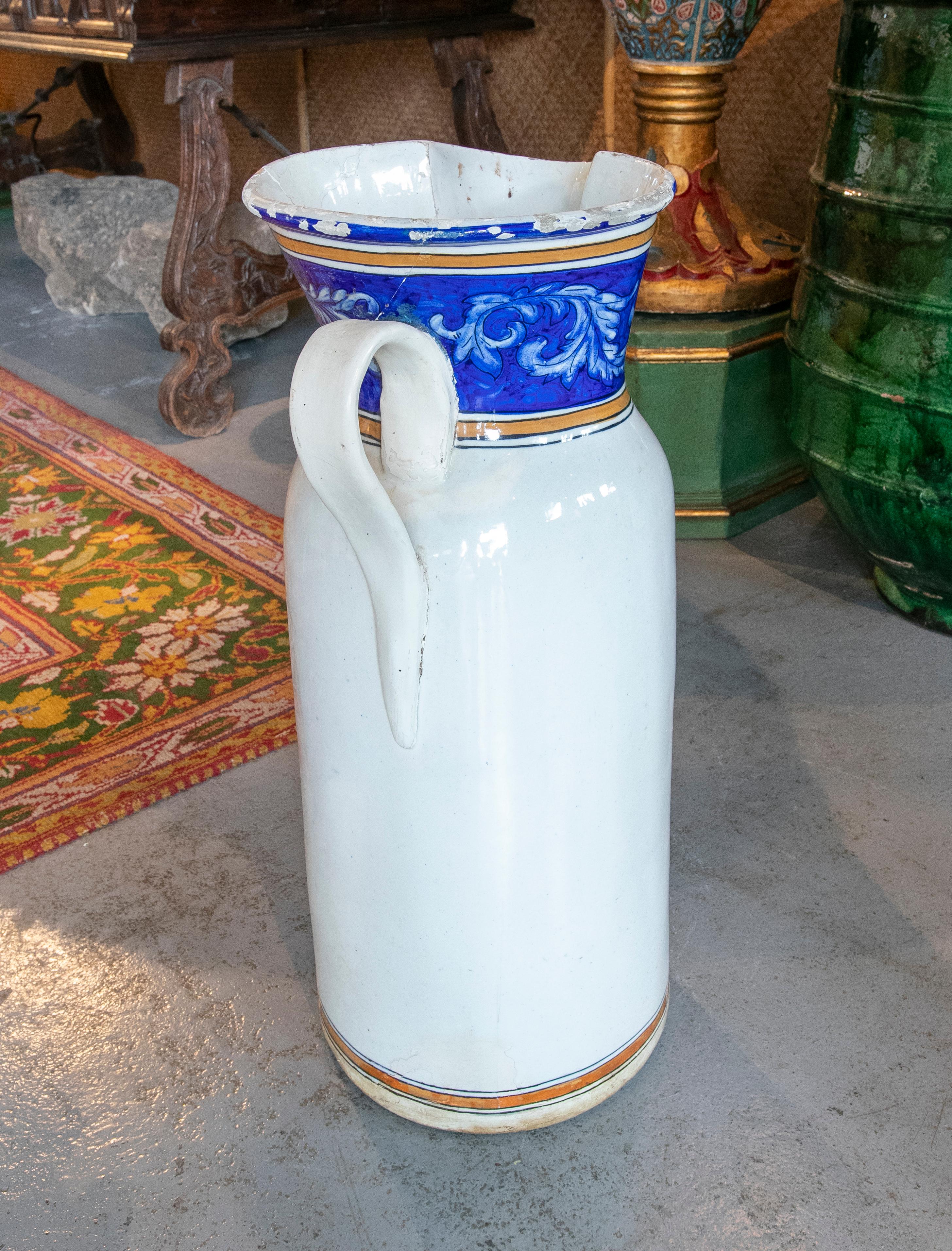 19th Century Spanish Hand Painted and Glazed Talavera Ceramic Jug at ...