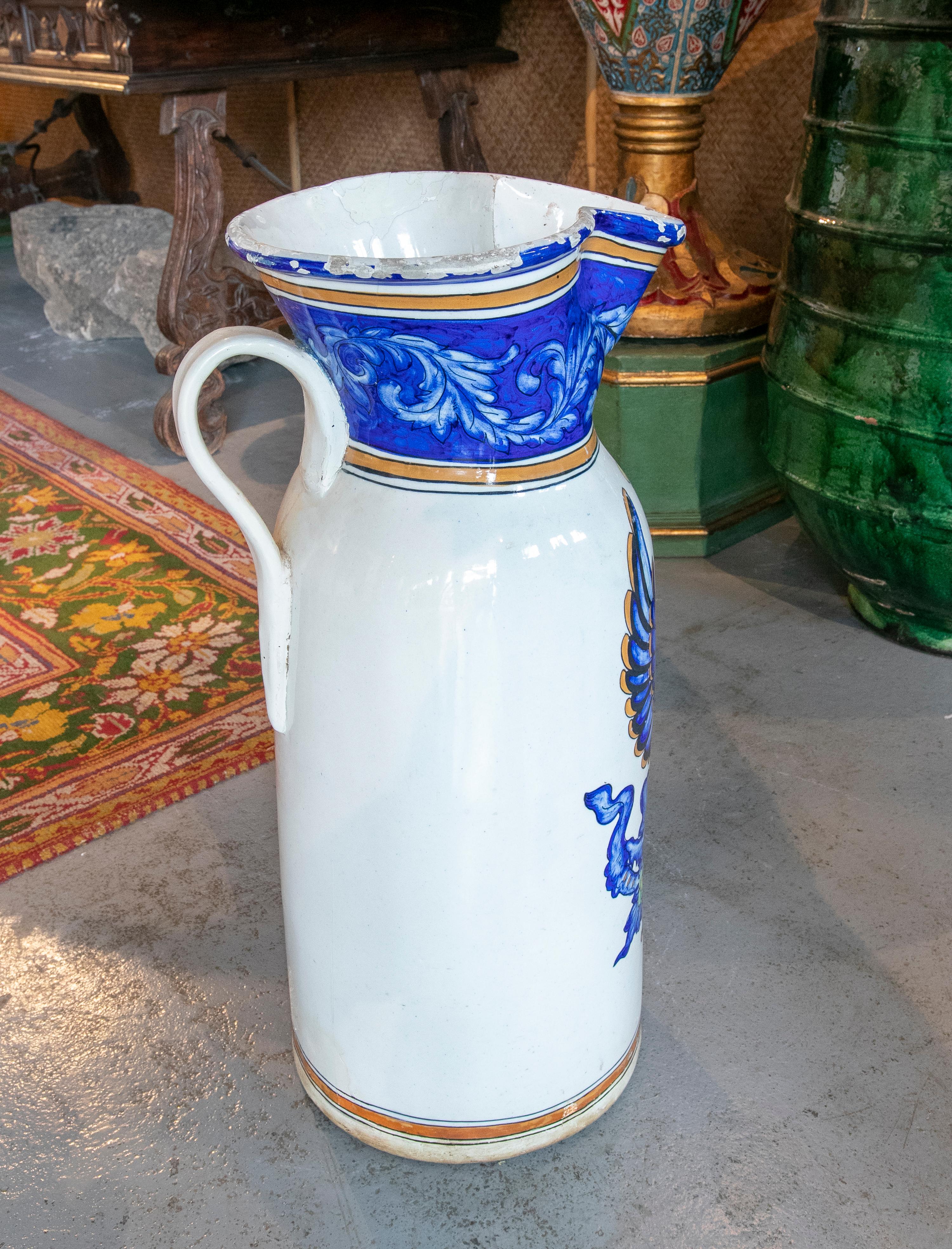 19th Century Spanish Hand Painted and Glazed Talavera Ceramic Jug at ...