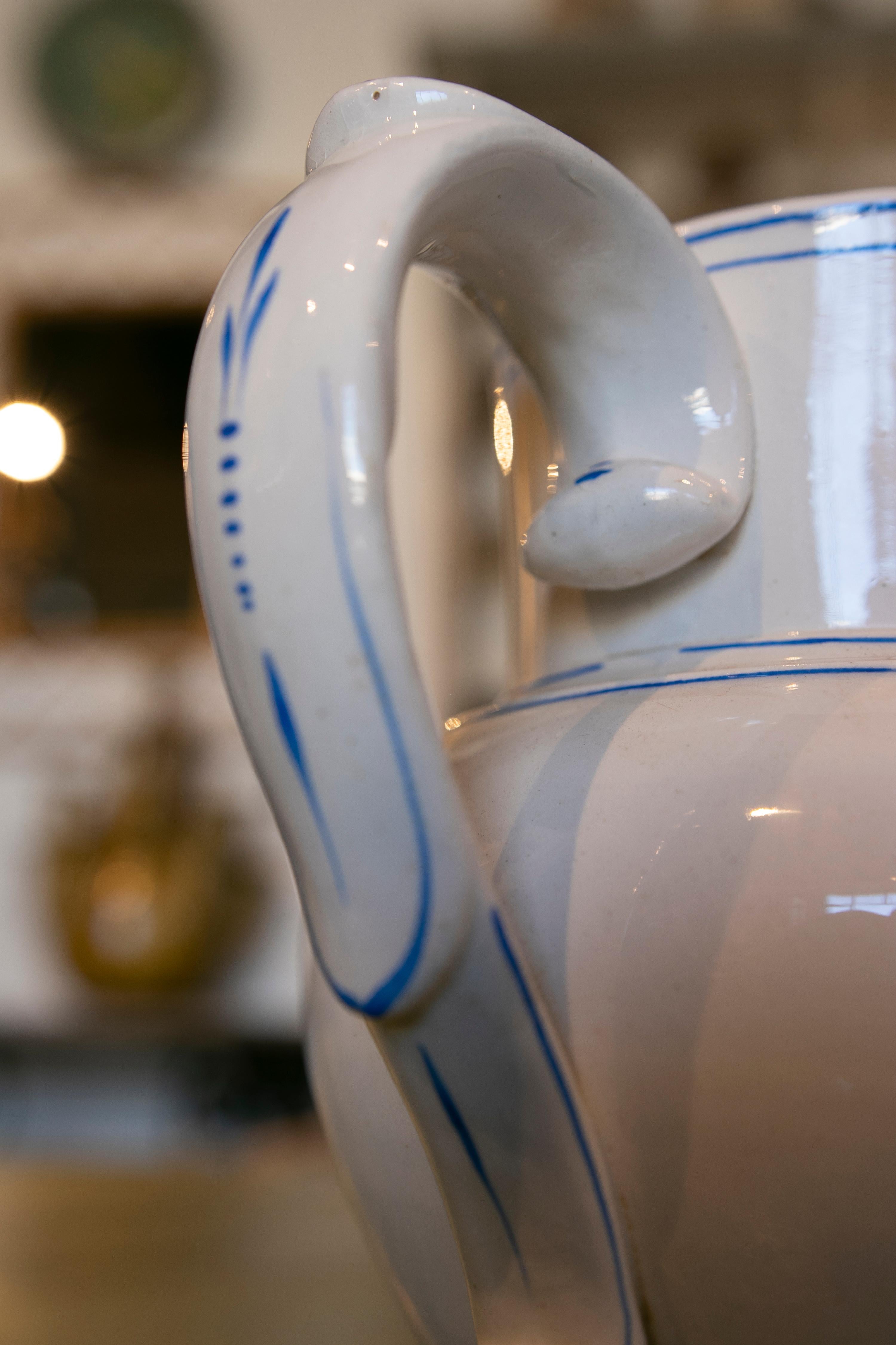 19th Century Spanish Hand Painted Ceramic Jug at 1stDibs