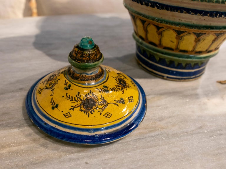 19th Century Spanish Pair of Hand-Painted Vases with Lid from Triana ...