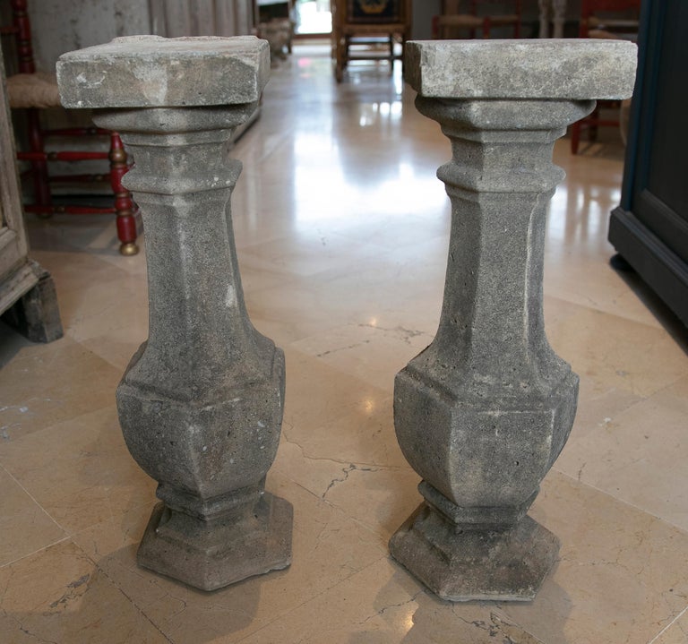 19th Century Spanish Pair of Stone Balusters For Sale at 1stDibs