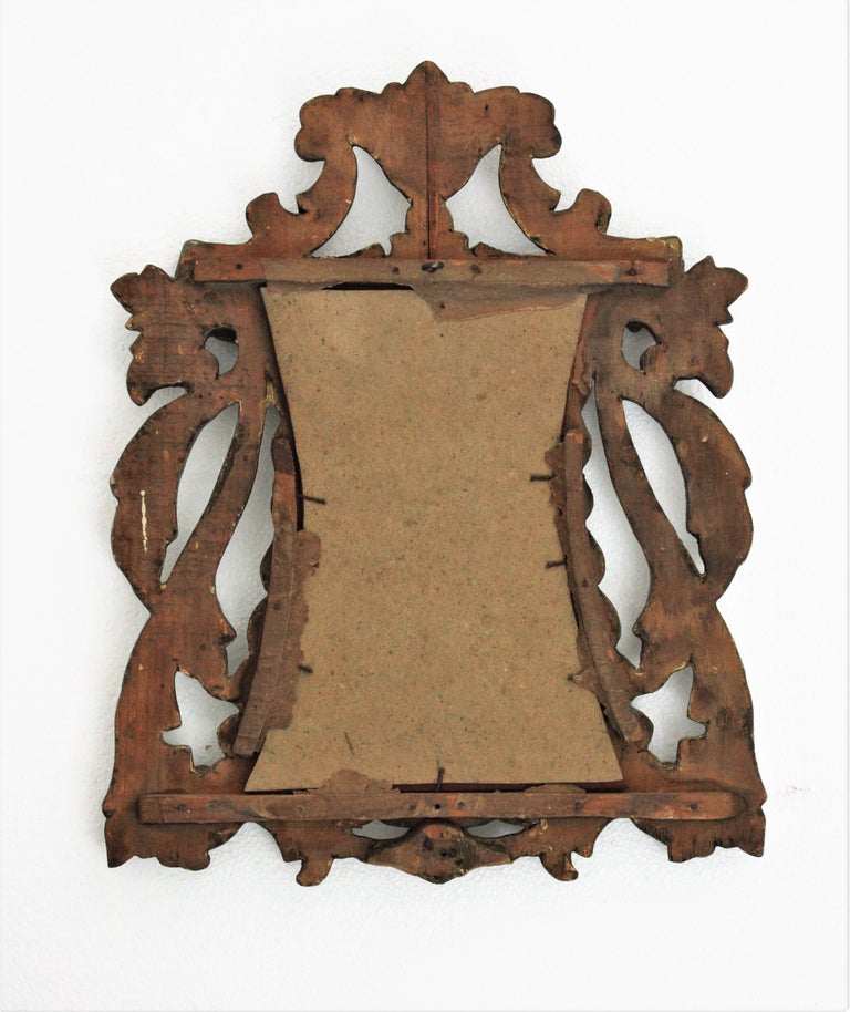Spanish Silver Carved Wood Mirror For Sale at 1stDibs