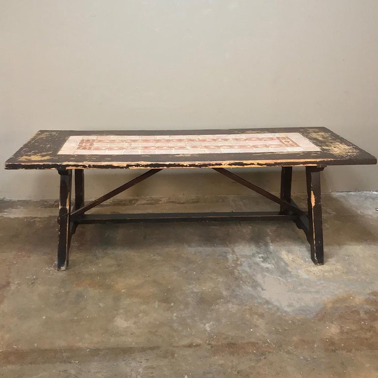 19th Century Spanish Table with Marble Tiles at 1stDibs