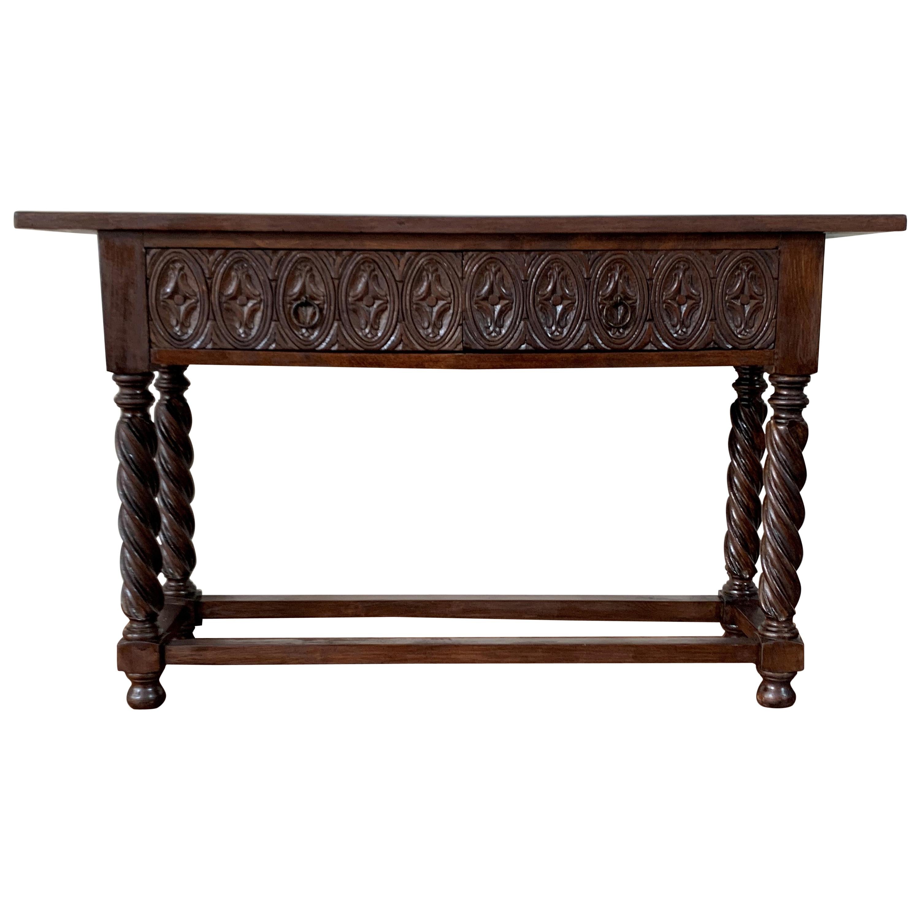 19th Century Spanish Tuscan Console Table with Two Drawers and ...