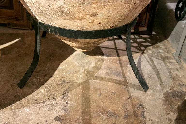 19th Century Spanish Whitewashed Ceramic Large Jar For Sale at 1stDibs