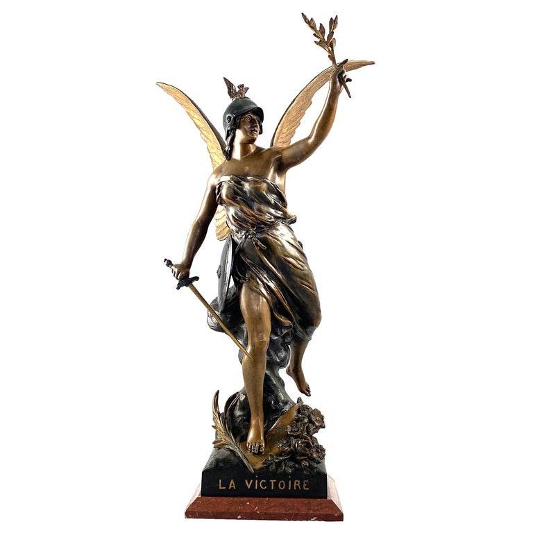 19th Century French Spelter Statue of Victory, Circa 1900, inscribed La ...