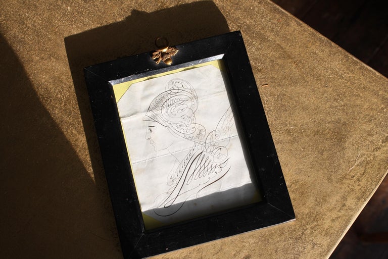 19th Century Spencerian Calligraphy Portrait of Penthesilea Greek Grand ...