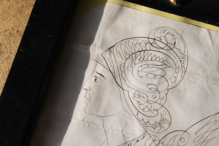 19th Century Spencerian Calligraphy Portrait of Penthesilea Greek Grand ...