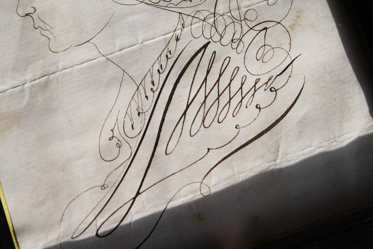 19th Century Spencerian Calligraphy Portrait of Penthesilea Greek Grand ...