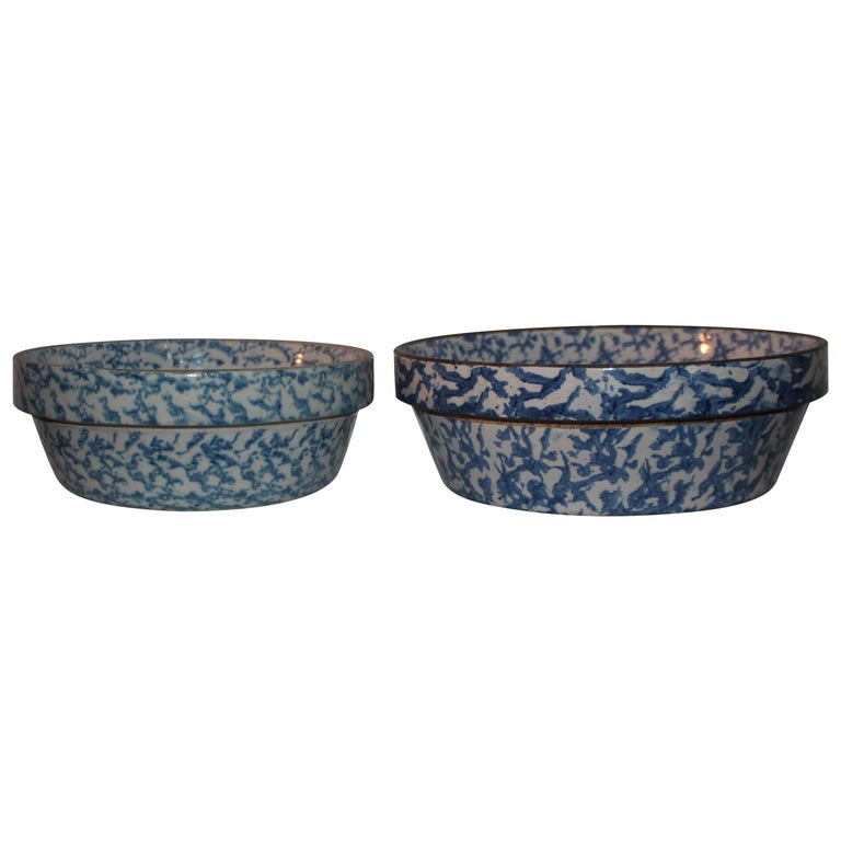 19th Century Sponge Ware Pottery Bake Dishes For Sale at 1stDibs