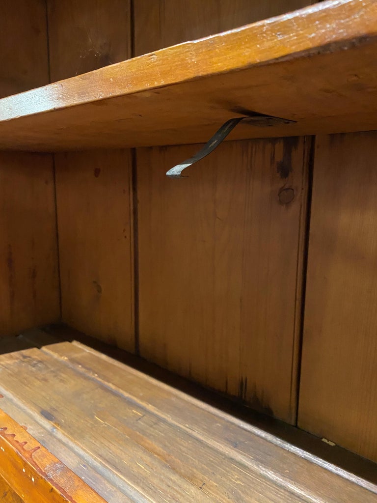 19th Century Stepback Cupboard with Glazed Doors and Unusual Carved ...