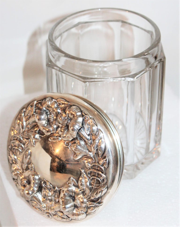 19th Century Sterling Silver Lidded Crystal Glass Jar at 1stDibs