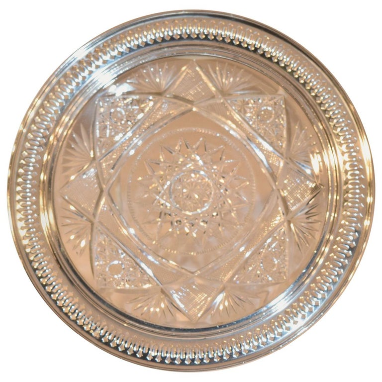 19th Century Sterling Silver Mounted Cut Glass Plate at 1stDibs
