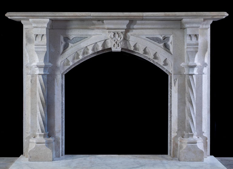 19th Century Stone Gothic Revival Fireplace Mantel For Sale at 1stDibs