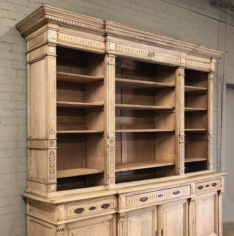 19th Century Stripped Oak Neoclassical Bookcase at 1stdibs