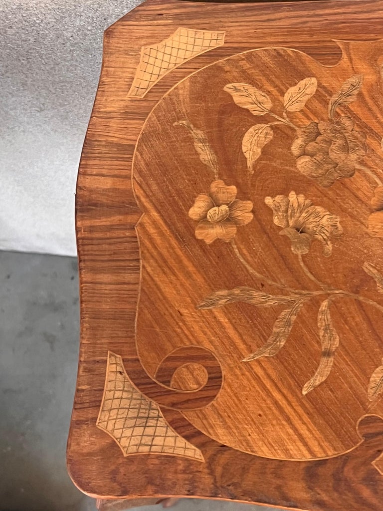 19th Century Style French Louis XV Marquetry Side Table or Nightstands ...