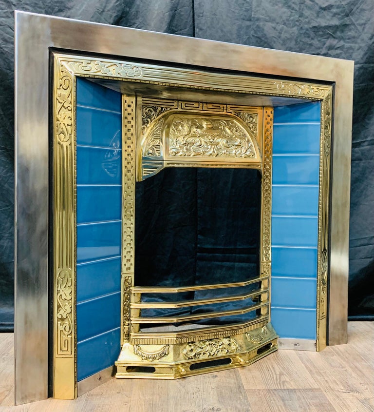 19th Century Style Solid Brass and Tiled Fireplace Insert For Sale at ...