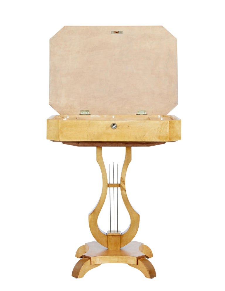 19th century Swedish birch lyre shaped occasional table For Sale at 1stDibs