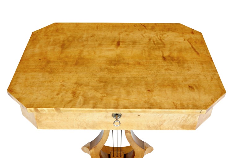 19th century Swedish birch lyre shaped occasional table For Sale at 1stDibs