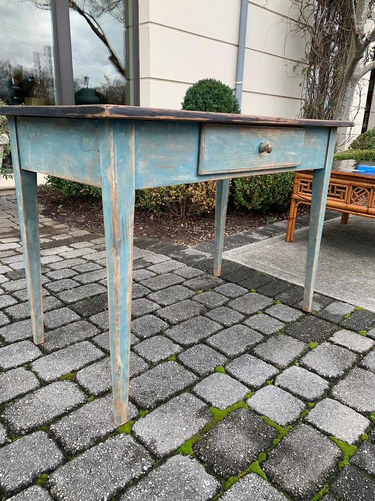 19th Century Swedish Blue Painted Writing Table at 1stDibs