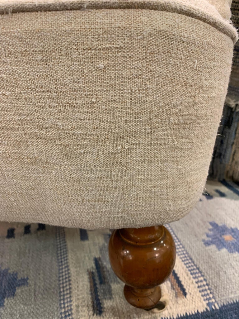 19th Century Swedish Button Back Upholstered in French Linen Two-Seater ...