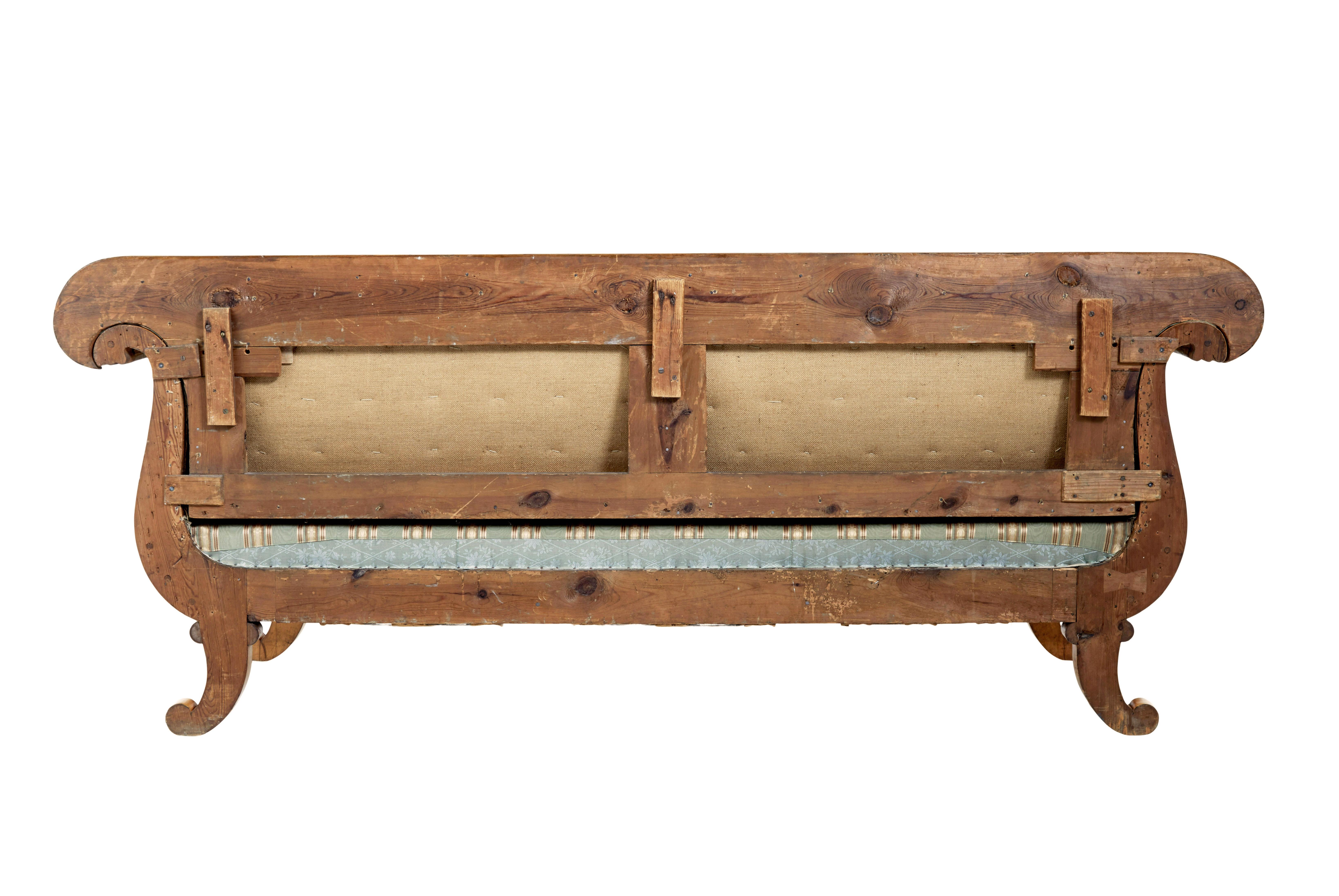 19th century Swedish carved birch sofa For Sale at 1stDibs