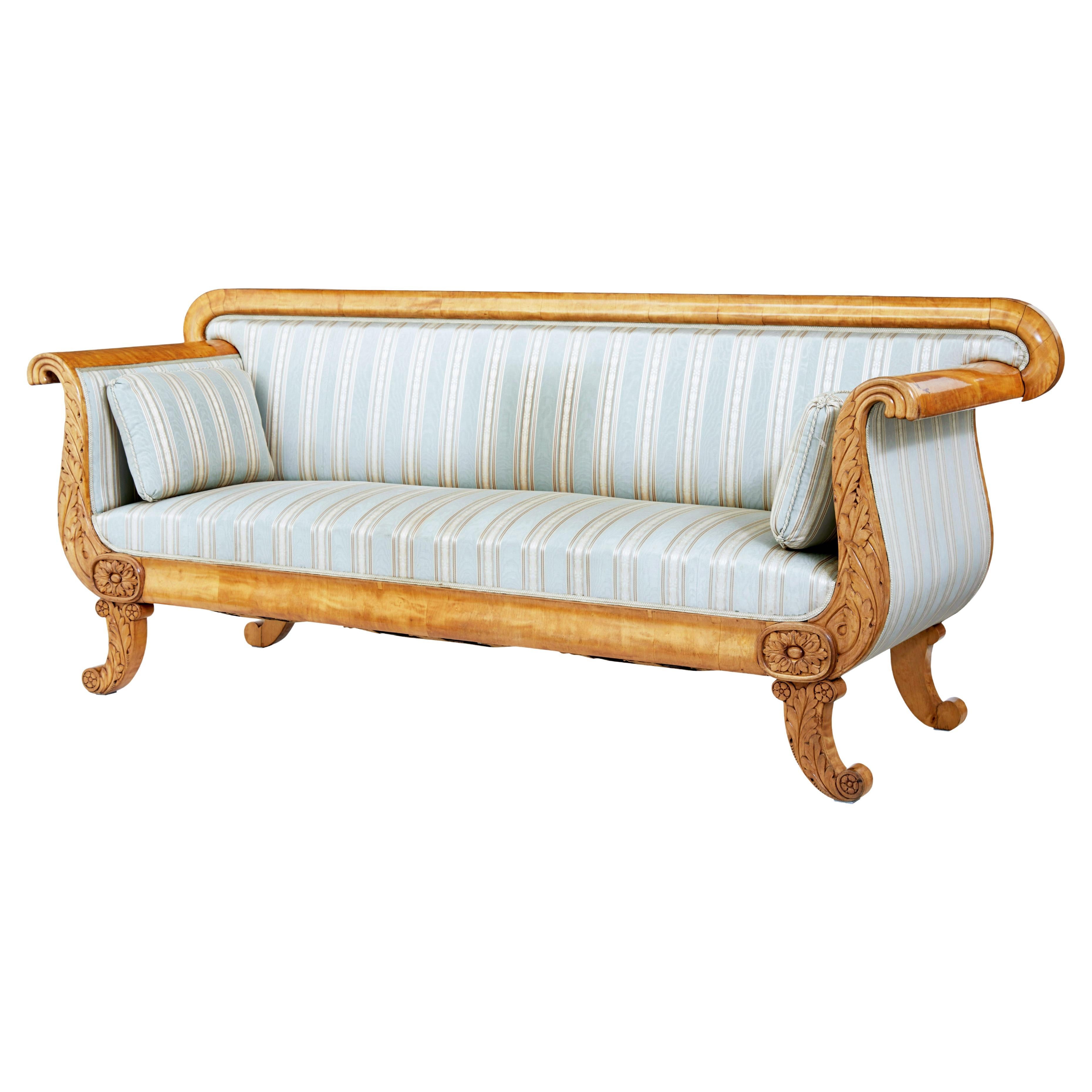 19th Century Swedish Carved Birch Sofa For Sale at 1stDibs