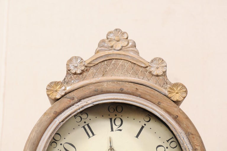 19th Century Swedish Clock with Carved Floral Bonnet at 1stDibs ...