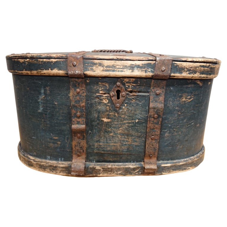 19th Century Swedish Folk Art Travel Chest / Box with Untouched ...