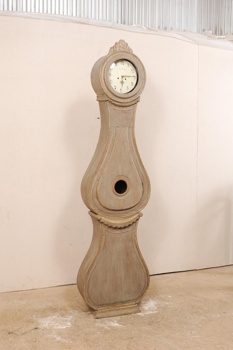 19th Century Swedish Fryksdahl Tall Painted Wood Floor Clock with ...