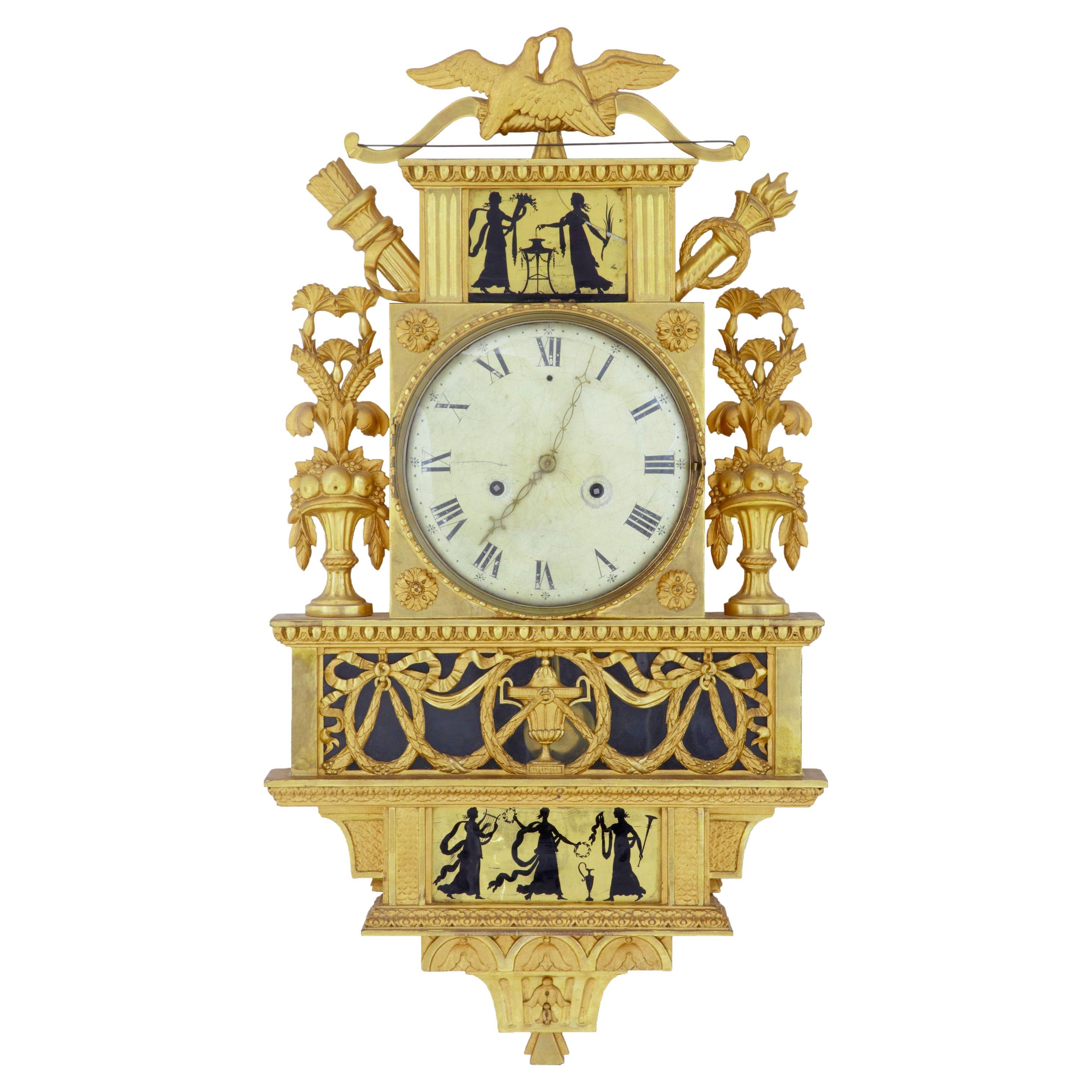 Early 19th C. American Pillar and Scroll Clock in Mahogany with ...
