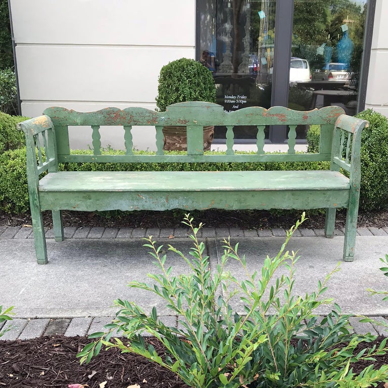 19th Century Swedish Green Garden Bench at 1stDibs