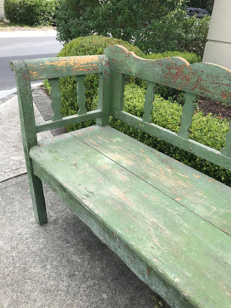 19th Century Swedish Green Garden Bench at 1stDibs