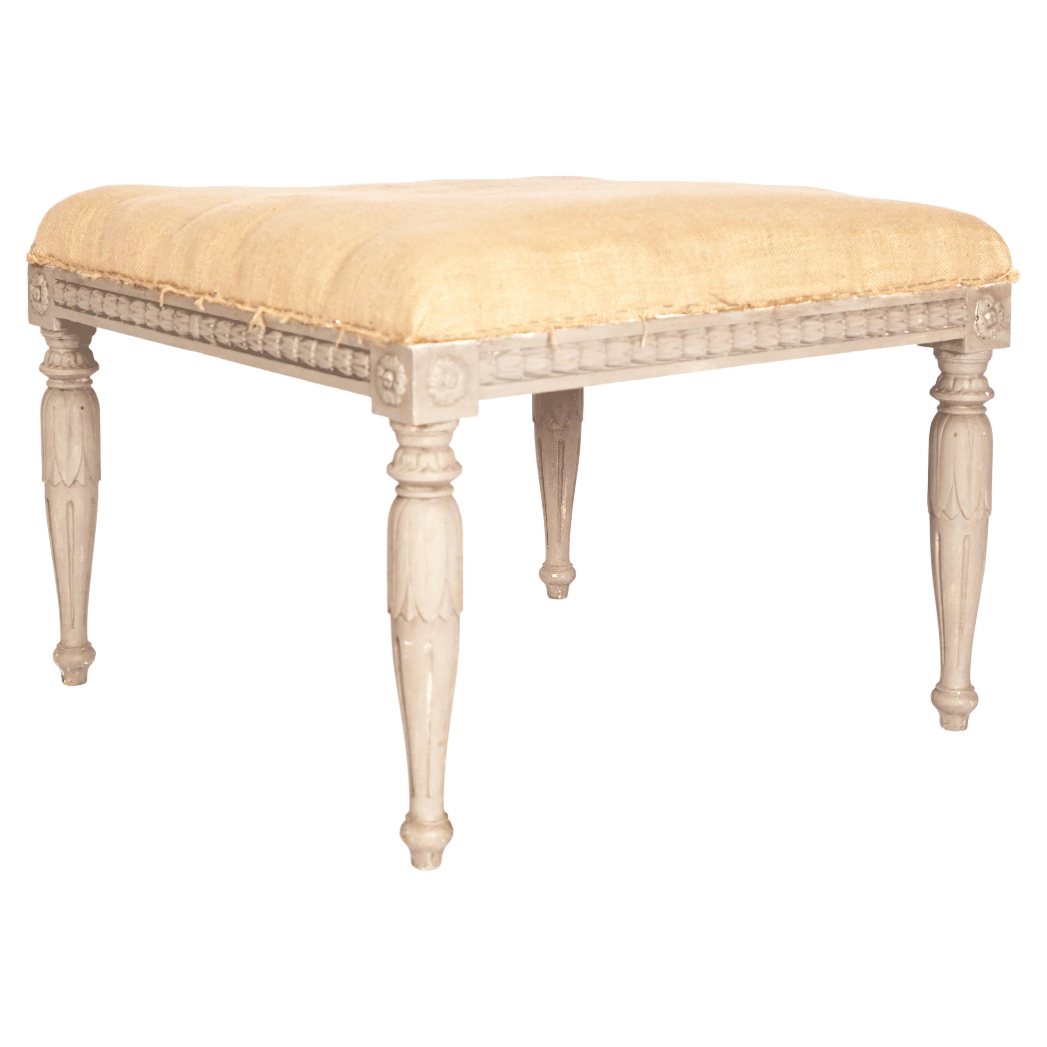 19th Century French Napoleon III Square Giltwood Barley Twist Footstool ...