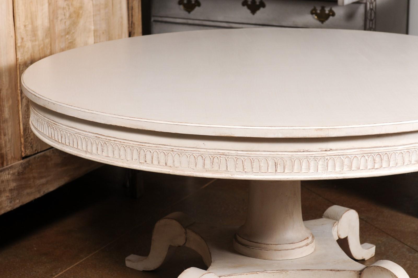 19th Century Swedish Light Gray Painted Round Top Pedestal Table on ...