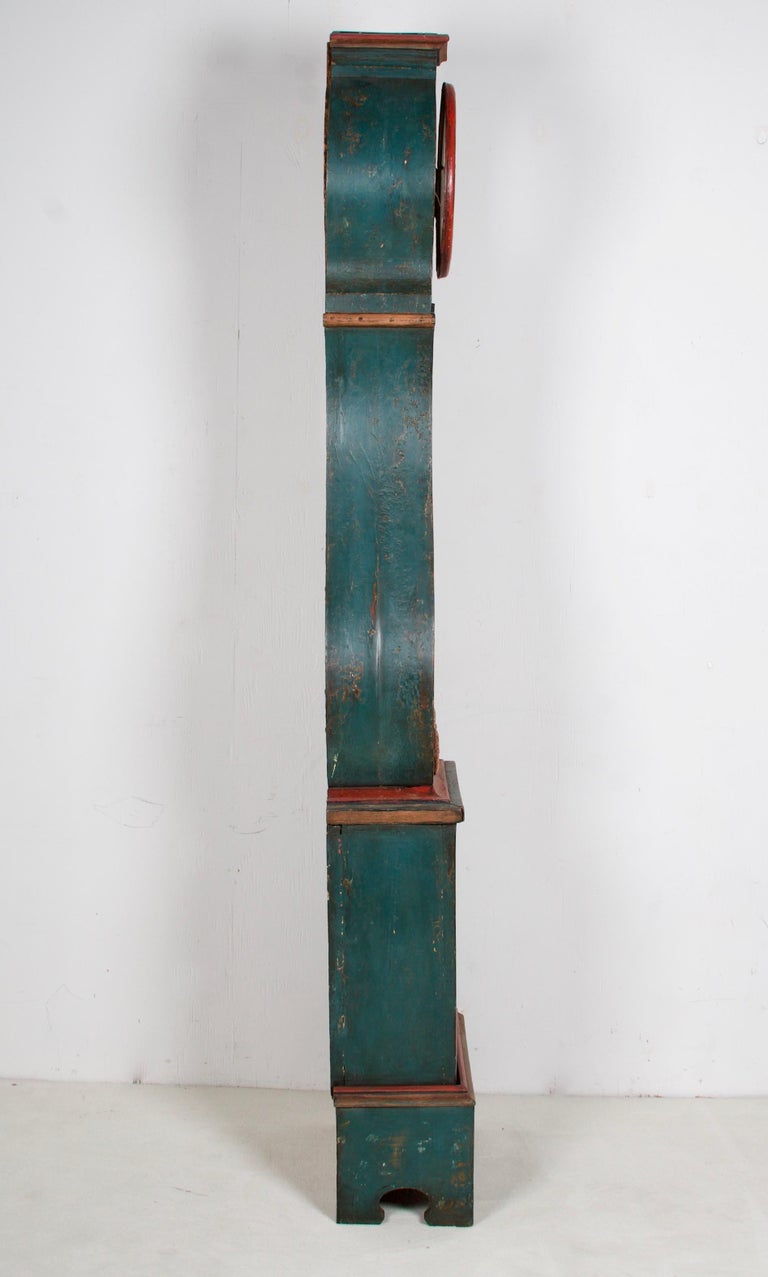 19th Century Swedish Longcase Clock, Painted For Sale at 1stDibs