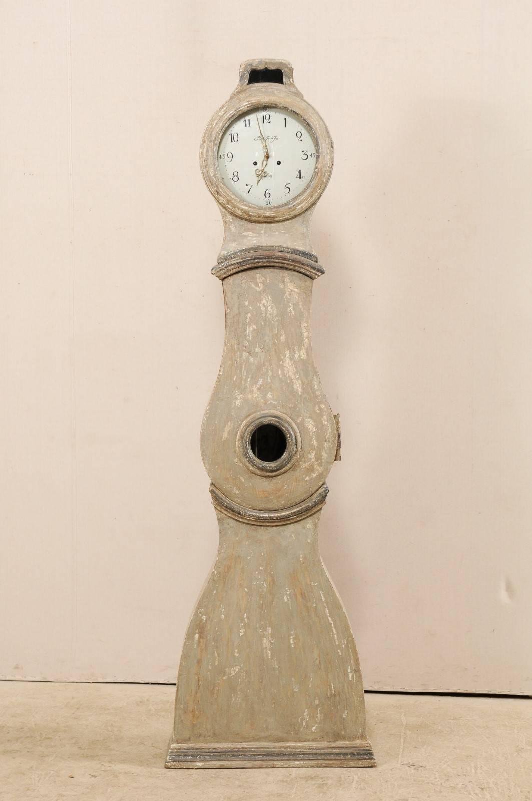 19th Century Swedish Painted Taupe and Grey Wood Floor Clock at 1stDibs ...