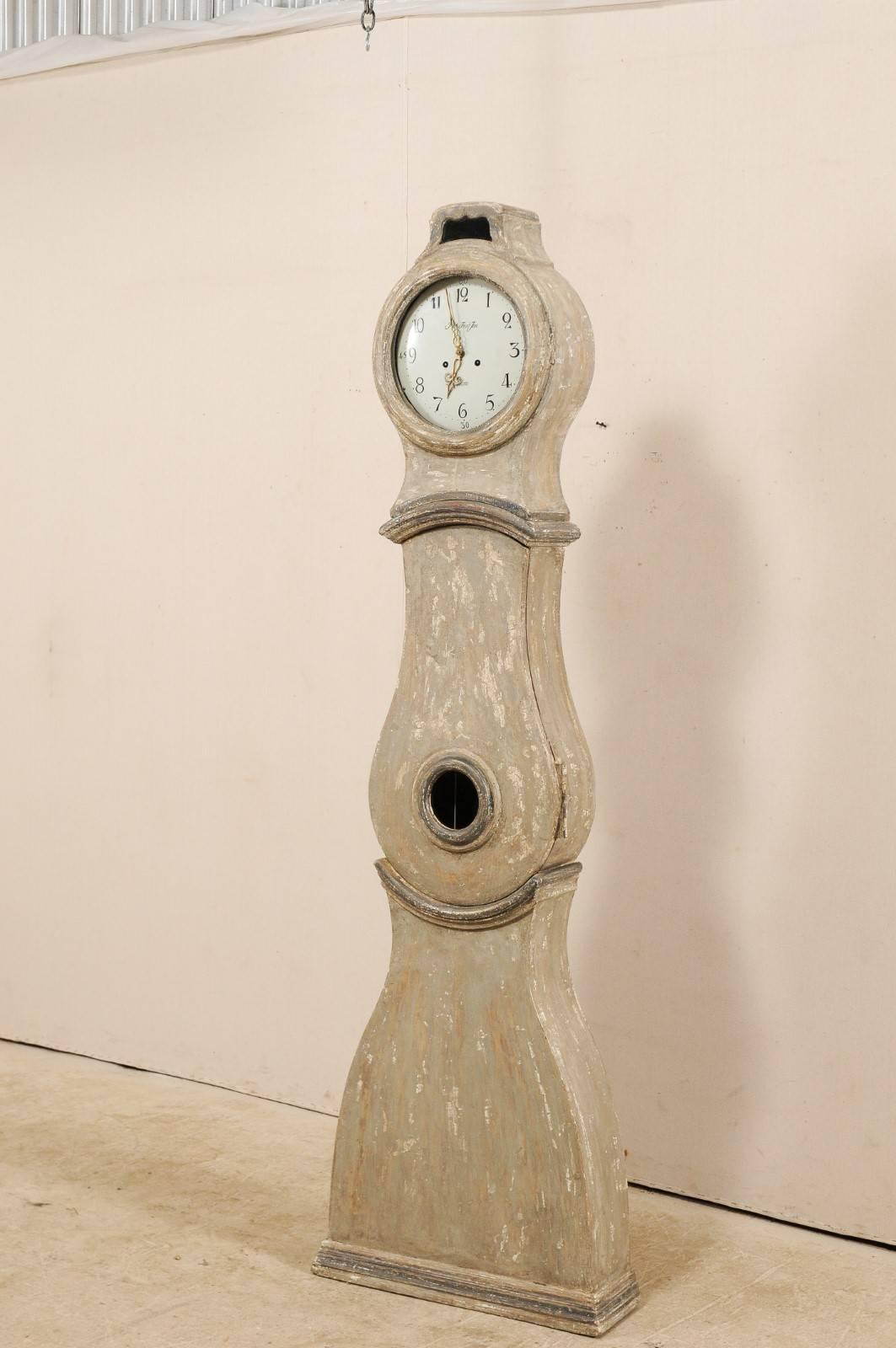 19th Century Swedish Painted Taupe and Grey Wood Floor Clock at 1stDibs ...