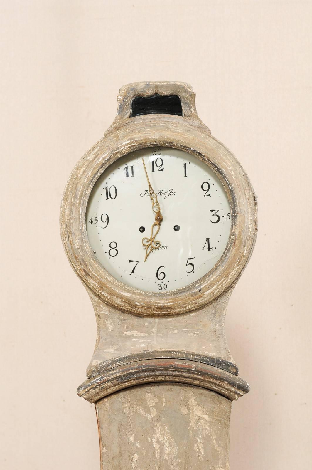 19th Century Swedish Painted Taupe and Grey Wood Floor Clock at 1stDibs ...