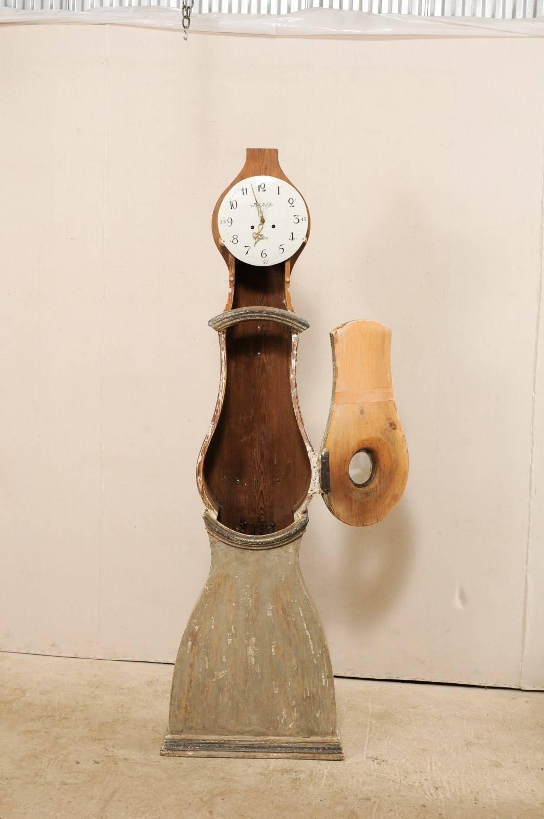 19th Century Swedish Painted Taupe and Grey Wood Floor Clock at 1stDibs ...