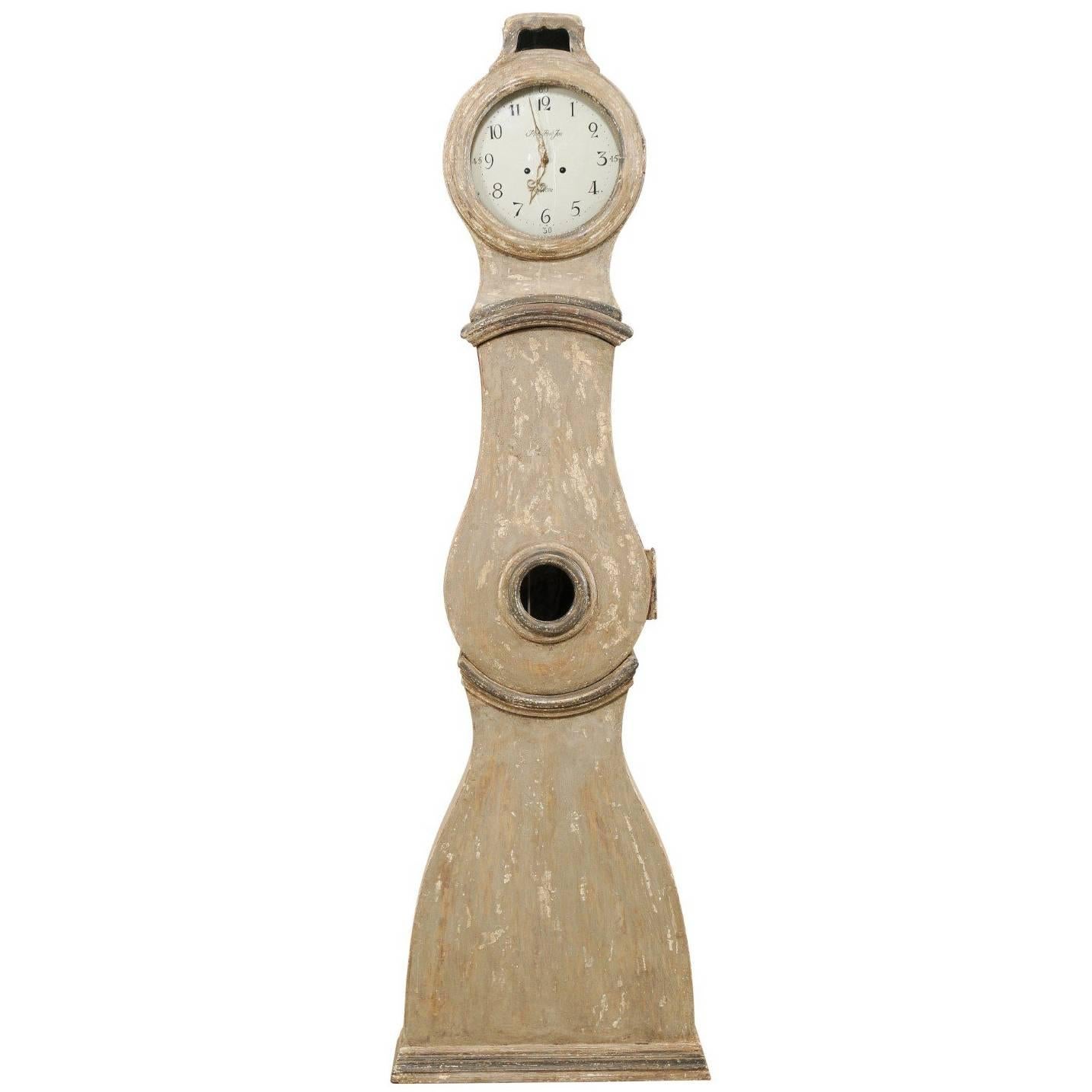 19th Century Swedish Painted Taupe and Grey Wood Floor Clock at 1stDibs ...