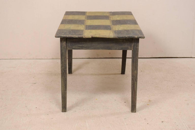 19th Century Swedish Painted Wood Dark Checker Top Table with Nice ...