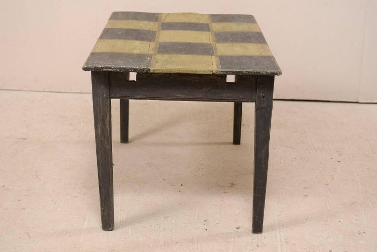 19th Century Swedish Painted Wood Dark Checker Top Table with Nice ...